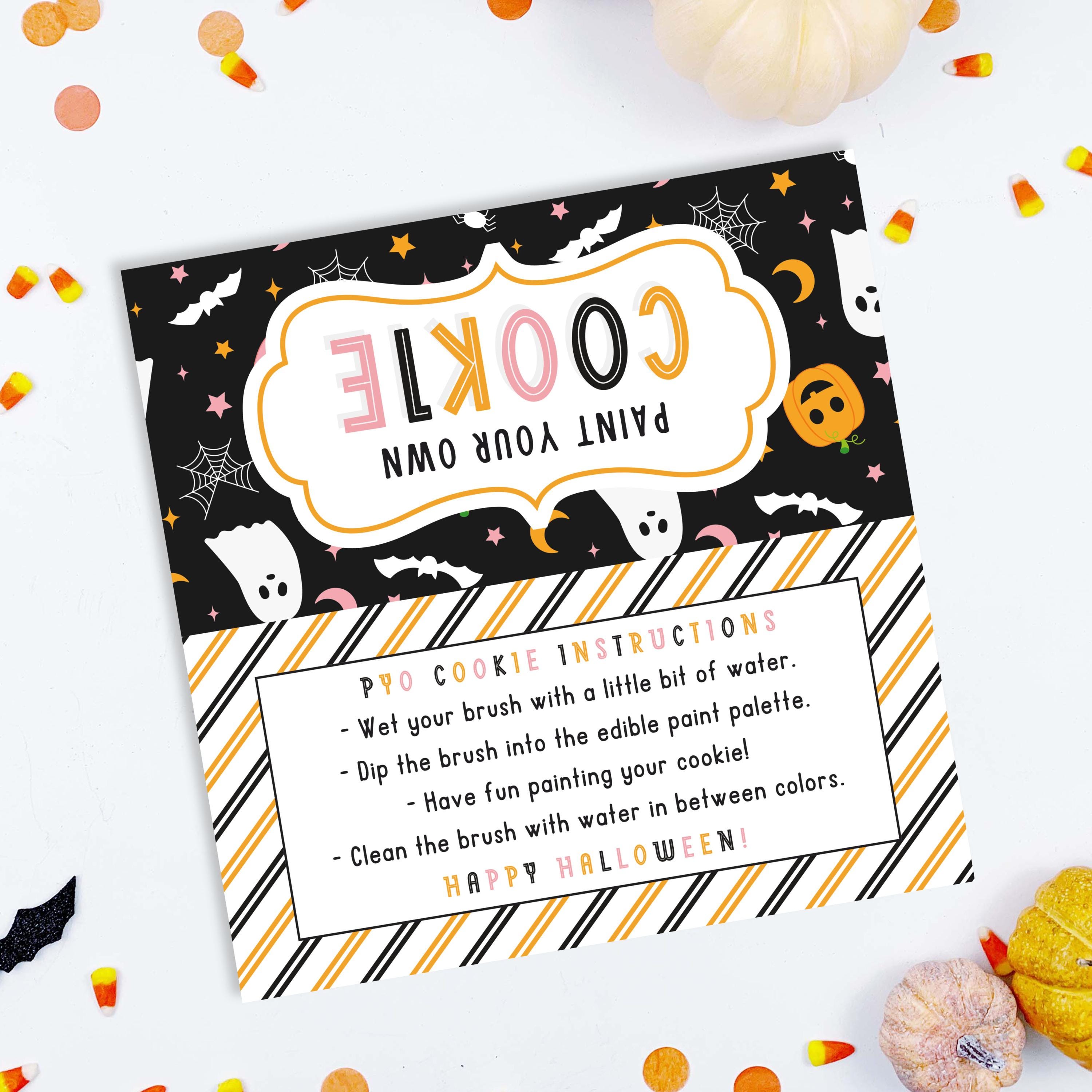 Halloween PYO Cookie Bag Toppers Instructions Printable, Paint Your Own ...