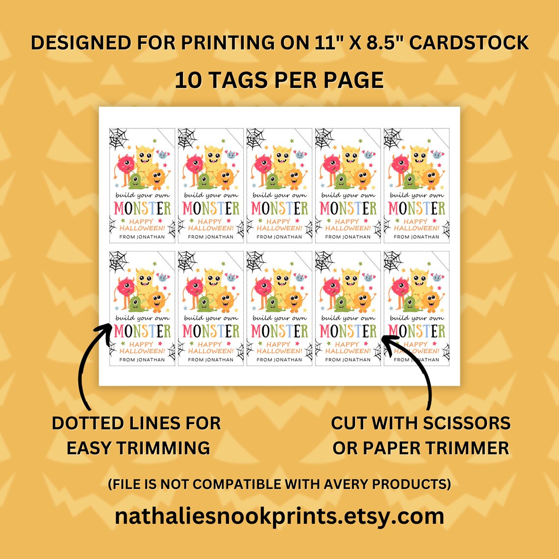 Build Your Own Monster Printable Tag Editable, Make Your Own Monster ...