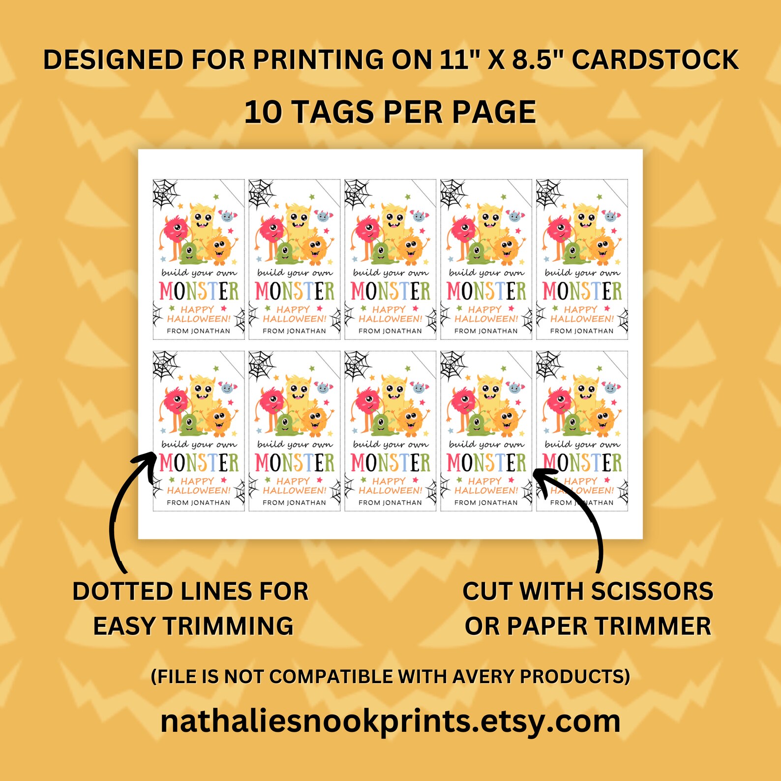 Build Your Own Monster Printable Tag Editable, Make Your Own Monster ...