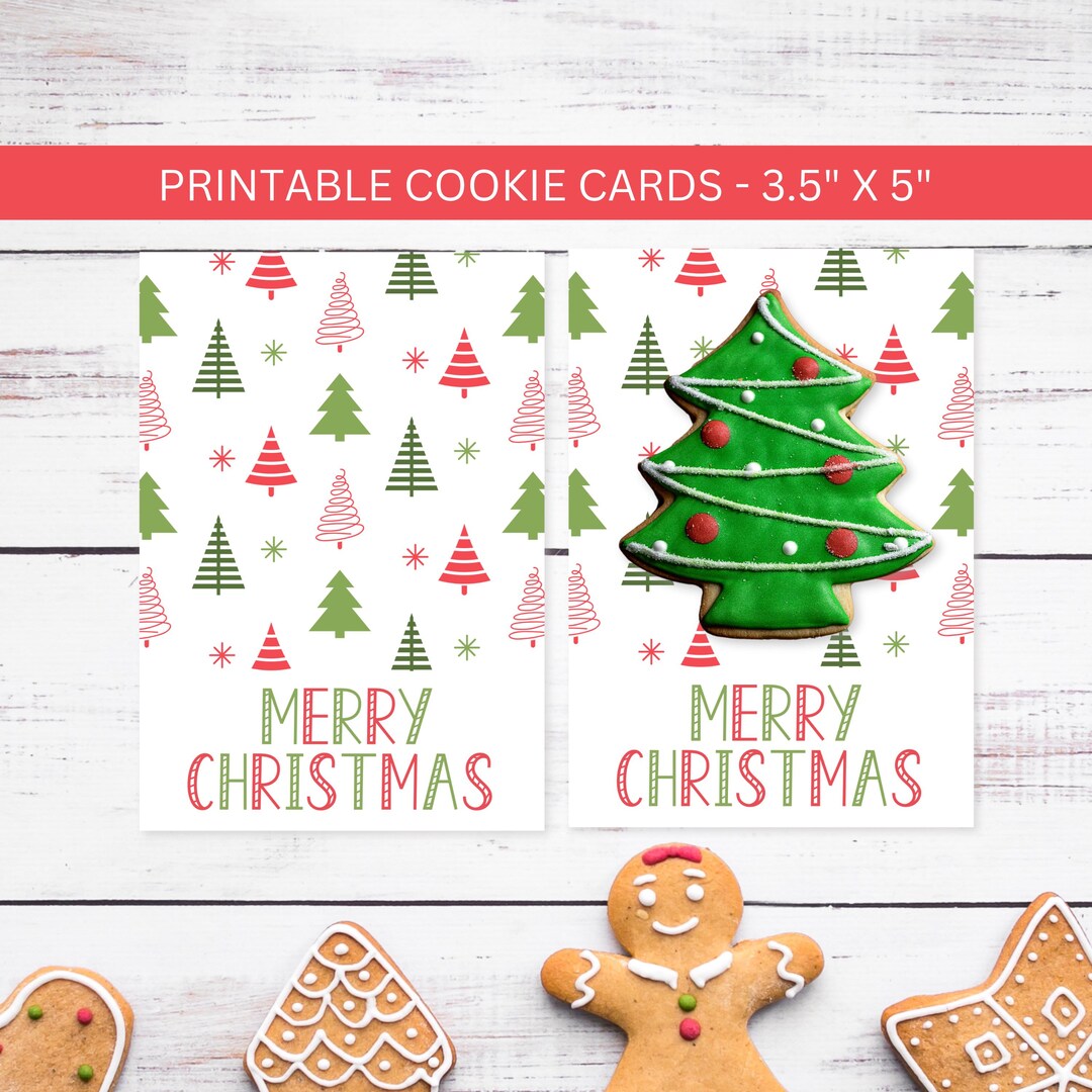 Merry Christmas Cookie Card Backer, Christmas Tree Cookie Printable ...