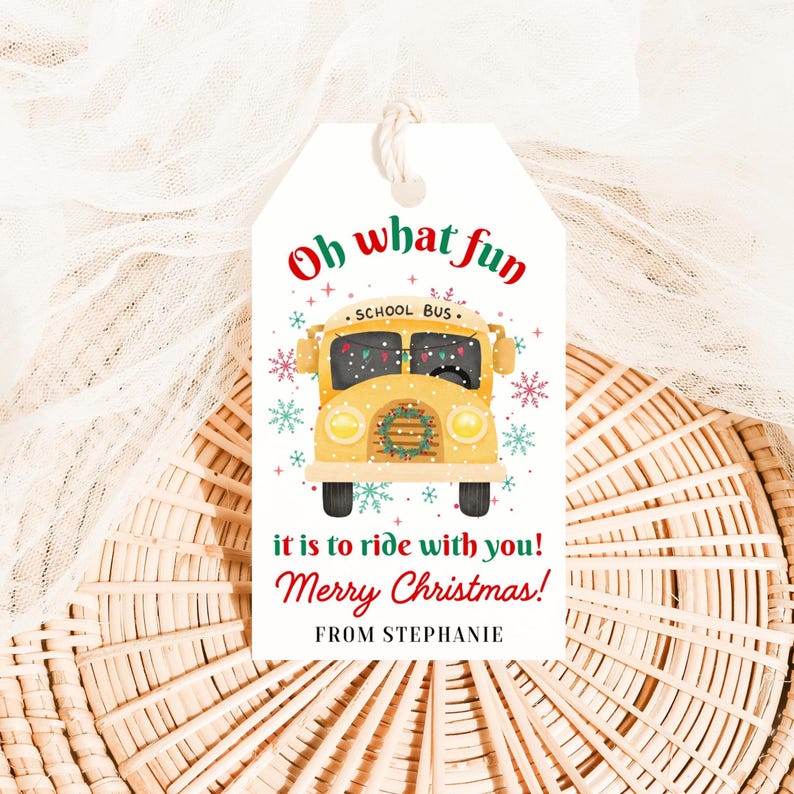 Editable Christmas School Bus Driver Gift Tag: Printable Appreciation ...