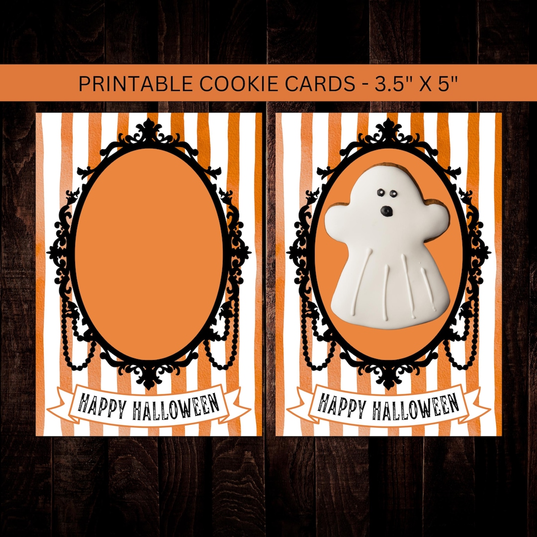 Halloween Cookie Card Backer Printable, Orange Black Unique Sugar ...