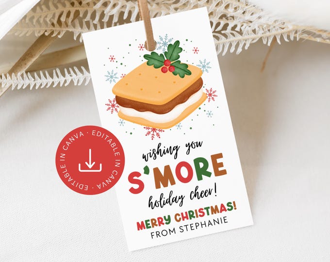 Editable S'mores Fun Gift Tag Template, Birthday Favor Tag S'more Tags ...