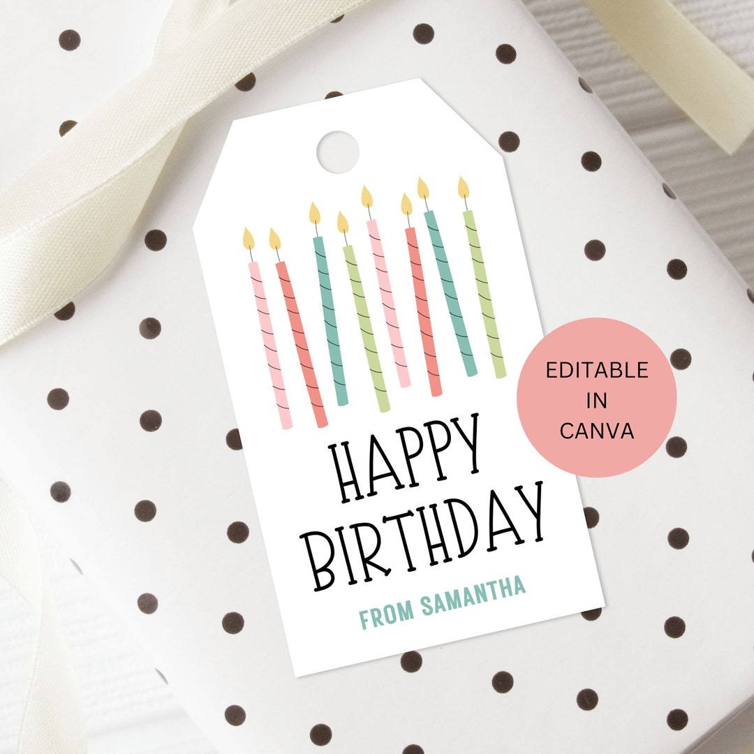 Editable Happy Birthday Tag Printable Template, Personalized ...