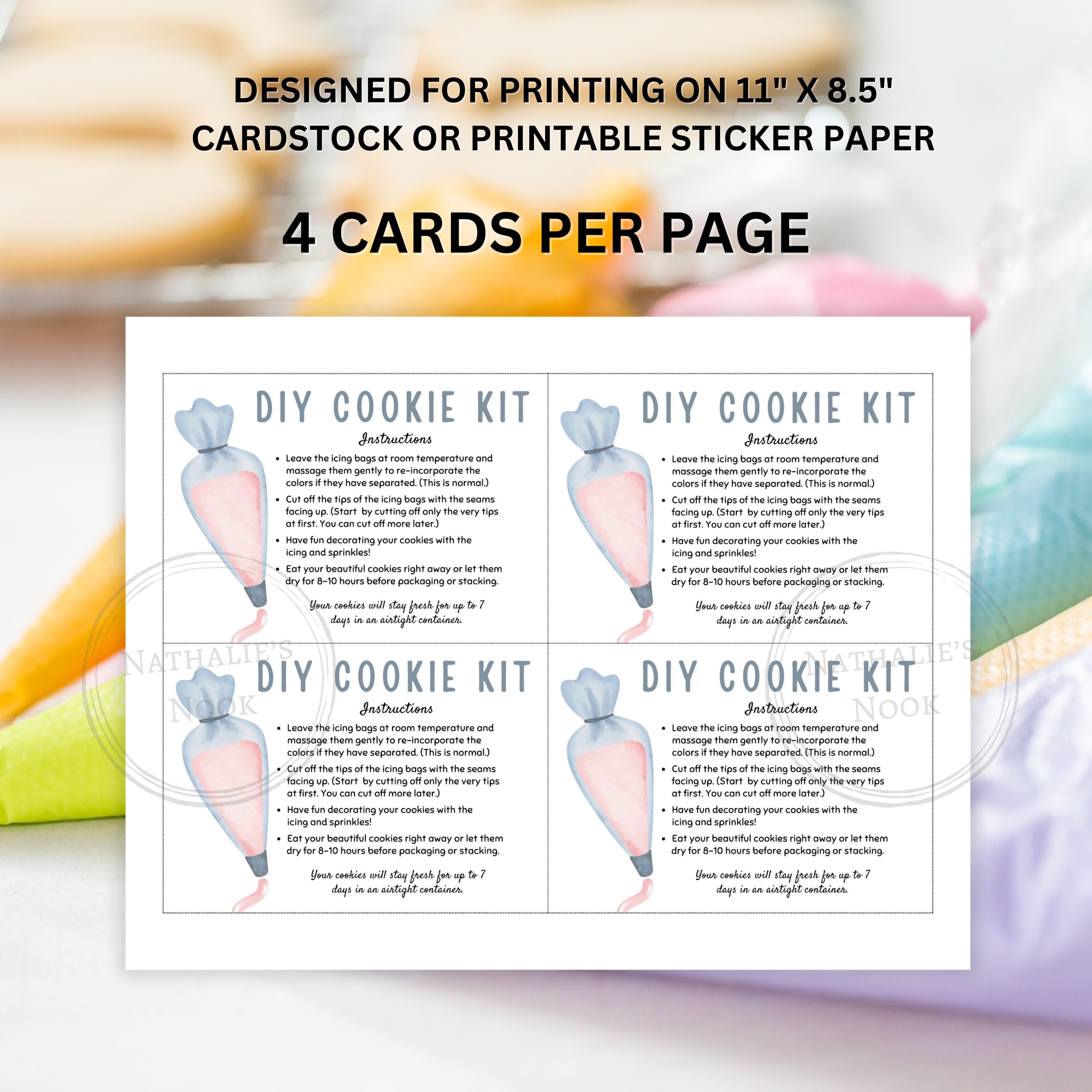 DIY Cookie Decorating Kit Instructions Card Printable, Do It Yourself ...