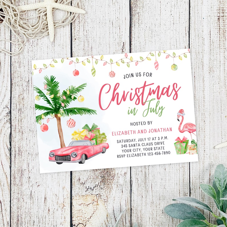 Christmas in July Invitation Party Template Editable, Summer Christmas ...