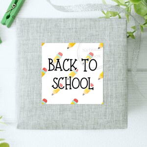 Cookie Tags Back to School Printable Square, Pencil First Day of School ...