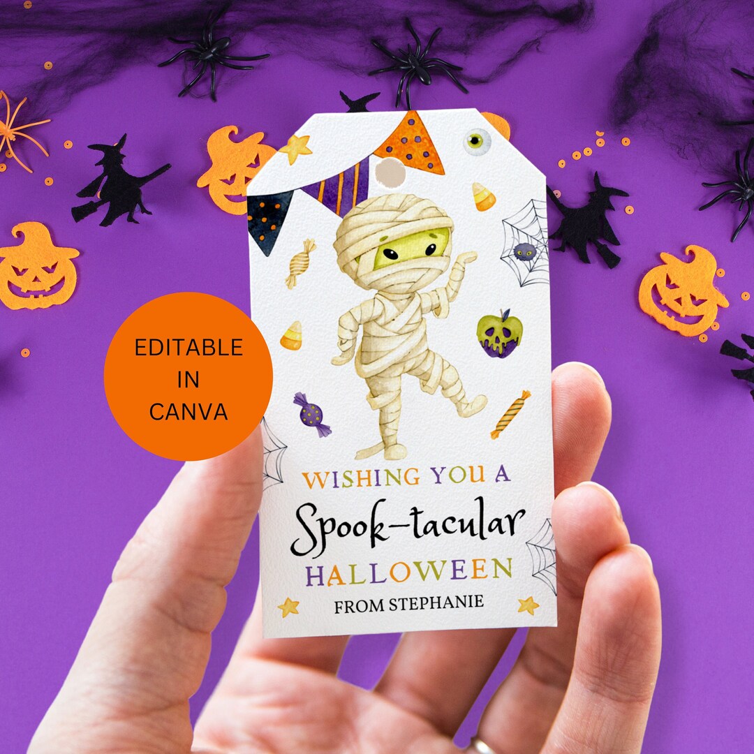 Mummy Tag Halloween Editable, Printable Happy Halloween Party Candy ...
