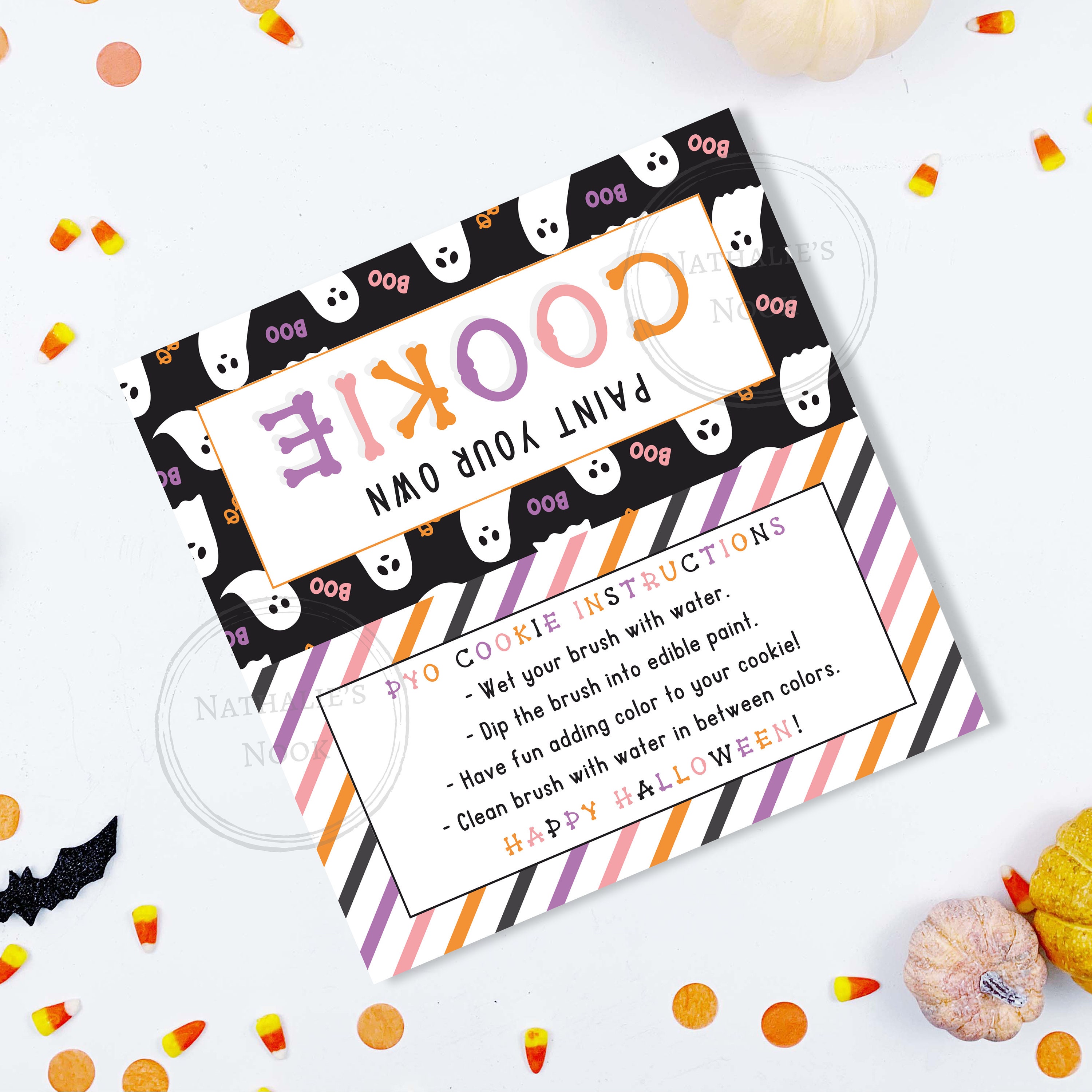 PYO Cookie Bag Toppers Halloween Instructions Printable, Paint Your Own ...
