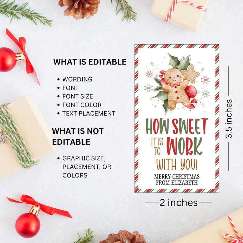 Coworker Christmas Editable Gift Tag, Staff Appreciation Holiday ...