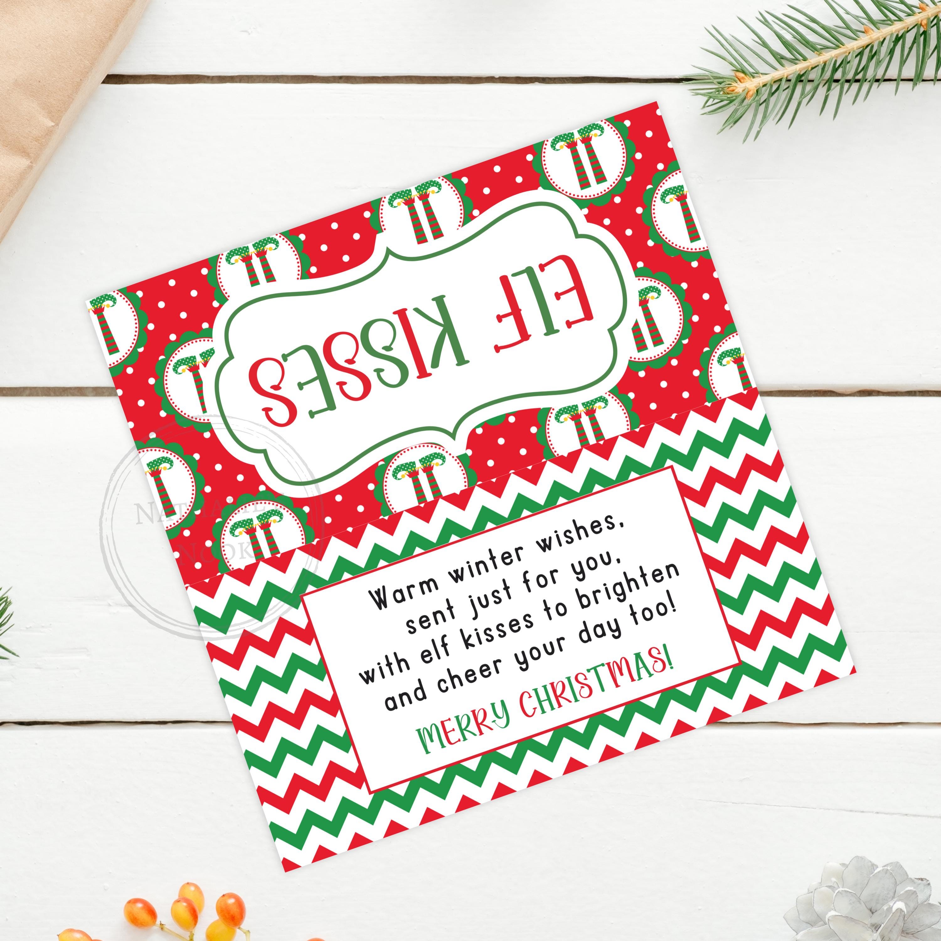 Elf Kisses Treat Bag Topper: Christmas Printable Favor Stocking Stuffer ...