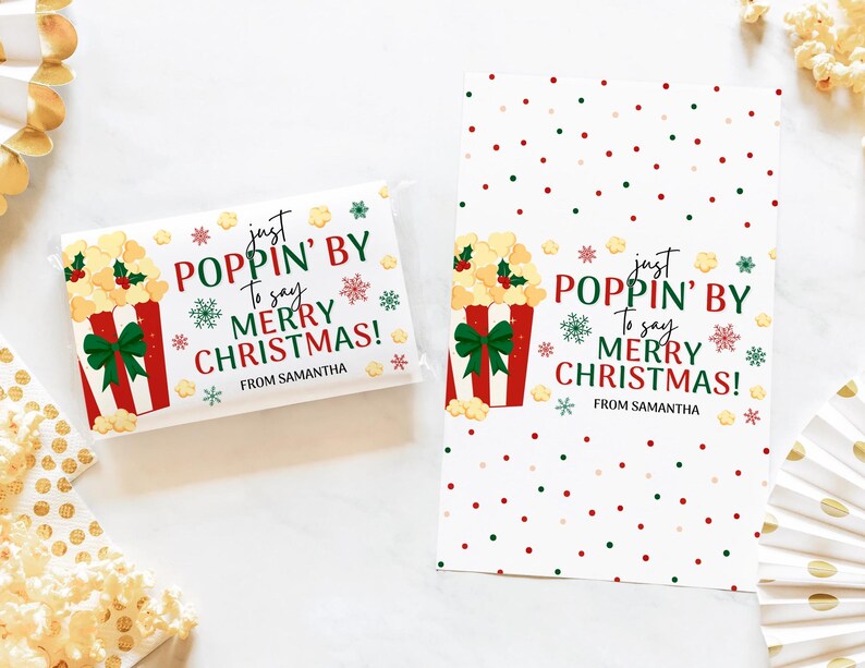 Christmas Popcorn Wrappers Editable Template, Customizable Printable ...