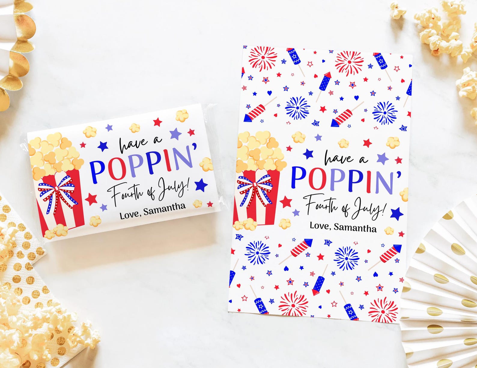 July 4th Popcorn Wrapper Editable, Fourth of July Printable Poppin ...