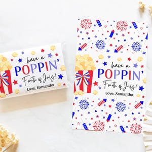 July 4th Popcorn Wrapper Editable, Fourth of July Printable Poppin ...