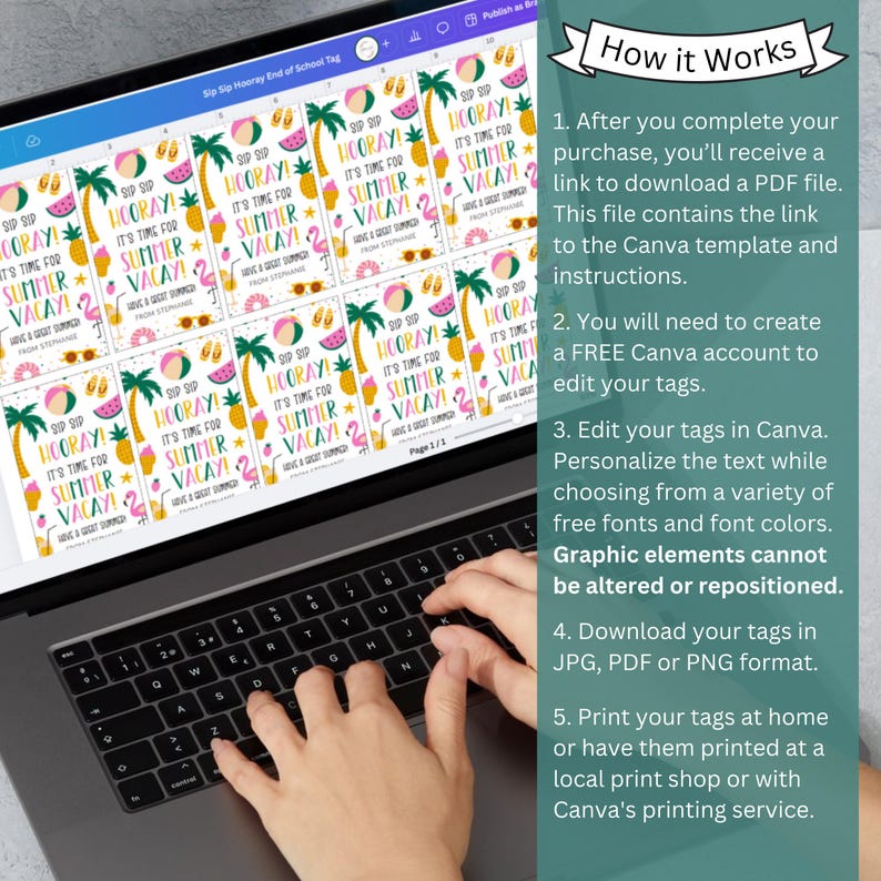 Sip Sip Hooray It's Summer Vacay Teacher Appreciation Tag, End of ...