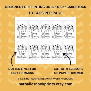 Editable Halloween Favor Tag, Black and White Printable Dancing ...
