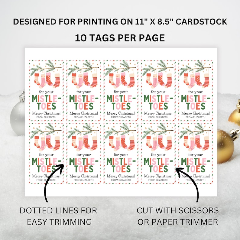 For Your Mistletoes Christmas Fuzzy Socks Tag Editable, Personalized ...