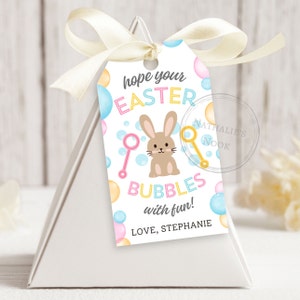 Easter Bubbles Tags Editable Printable, Downloadable Easter Day Bunny ...