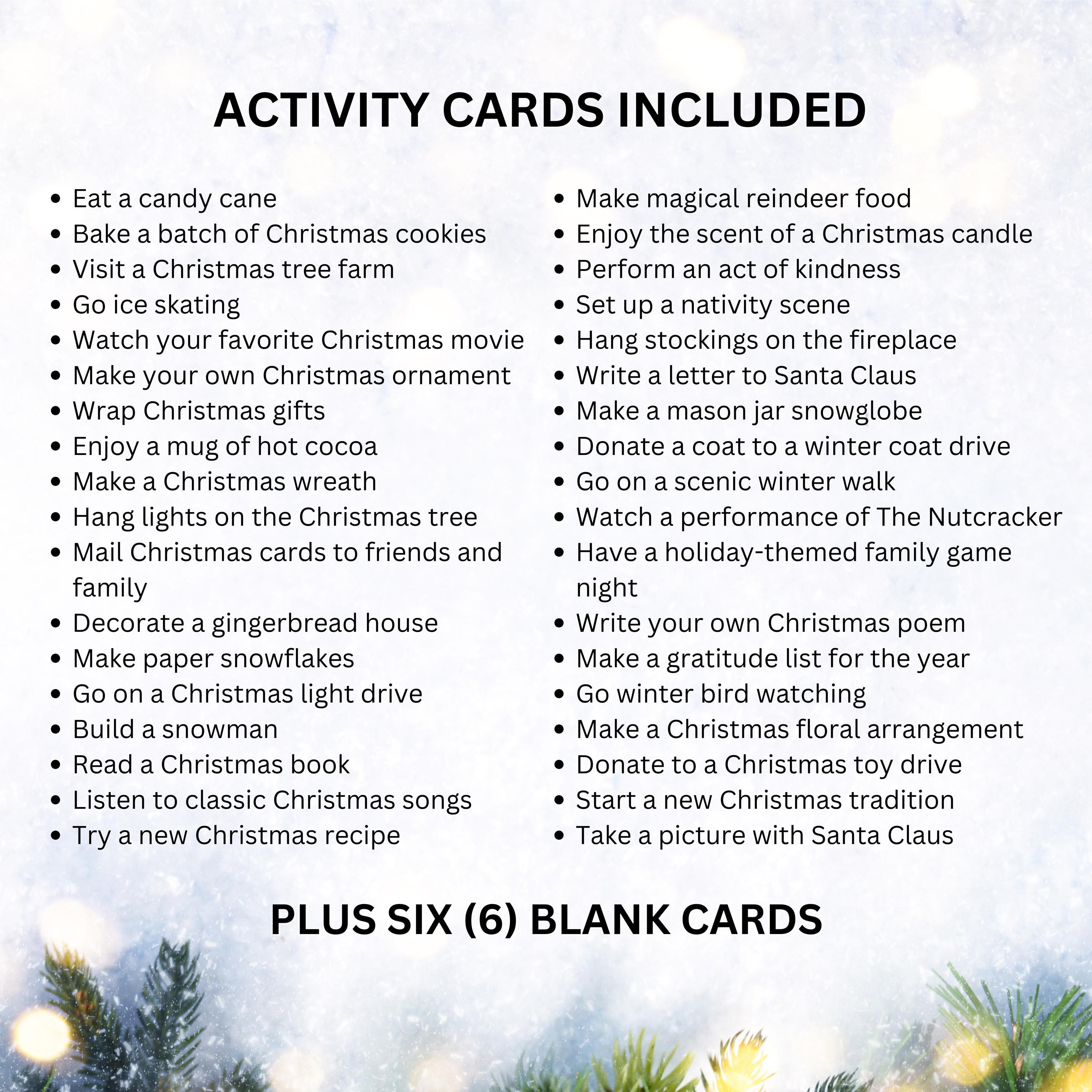 Printable Advent Cards, Advent Kids Countdown Activities, Mini ...