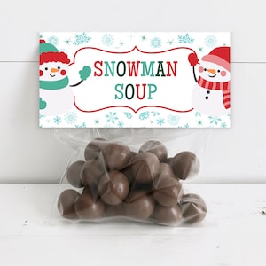 Snowman Soup Bag Topper Printable Poem, Christmas Hot Cocoa Mix Treat ...