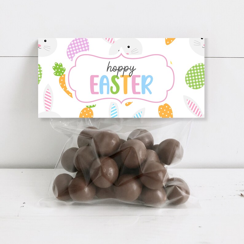 Hoppy Easter Treat Bag Topper Printable, Cookie Candy Goodie Bag Topper ...