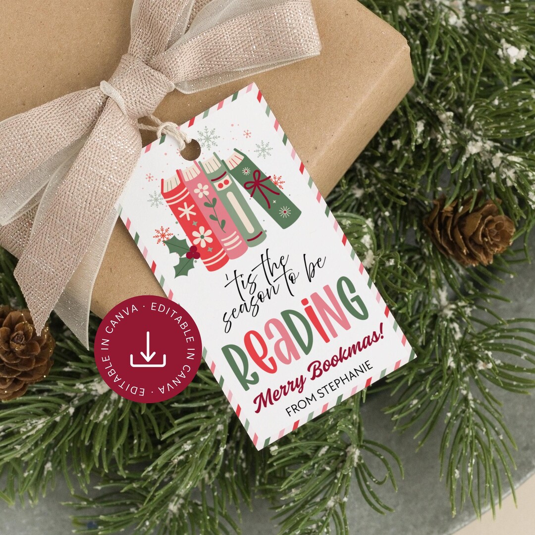 Book Christmas Editable Tag, Season's Readings Bookmas Holiday Label ...