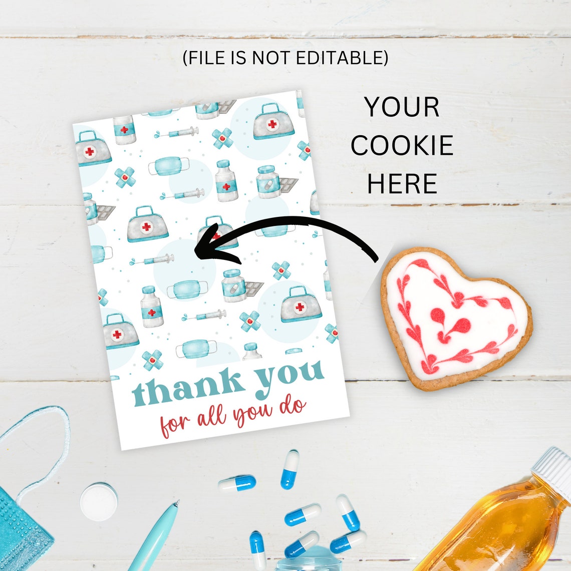 Nurse Appreciation Cookie Card Mini Box Backer Printable, Downloadable ...