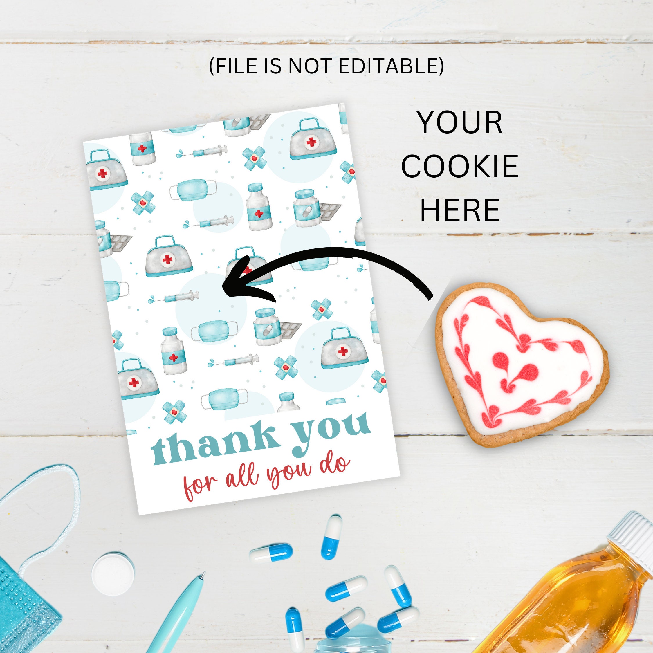 Nurse Appreciation Cookie Card Mini Box Backer Printable, Downloadable ...