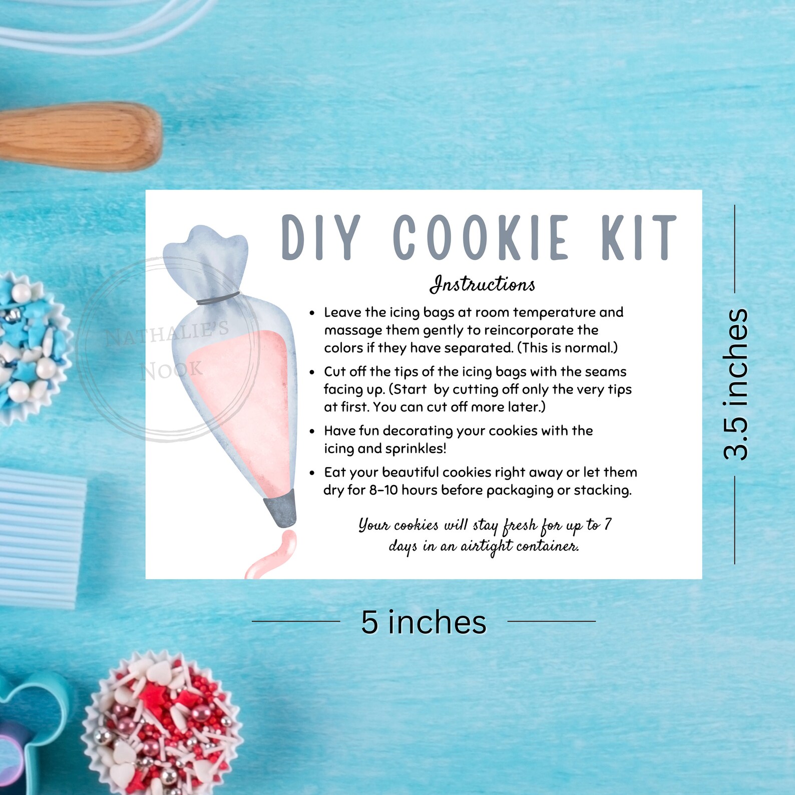 DIY Cookie Decorating Kit Instructions Card Printable, Do It Yourself ...