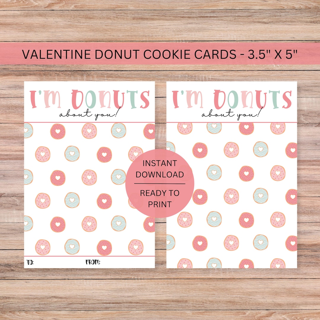 Donut Valentine Cookie Card Backer Printable, Donuts About You Mini ...