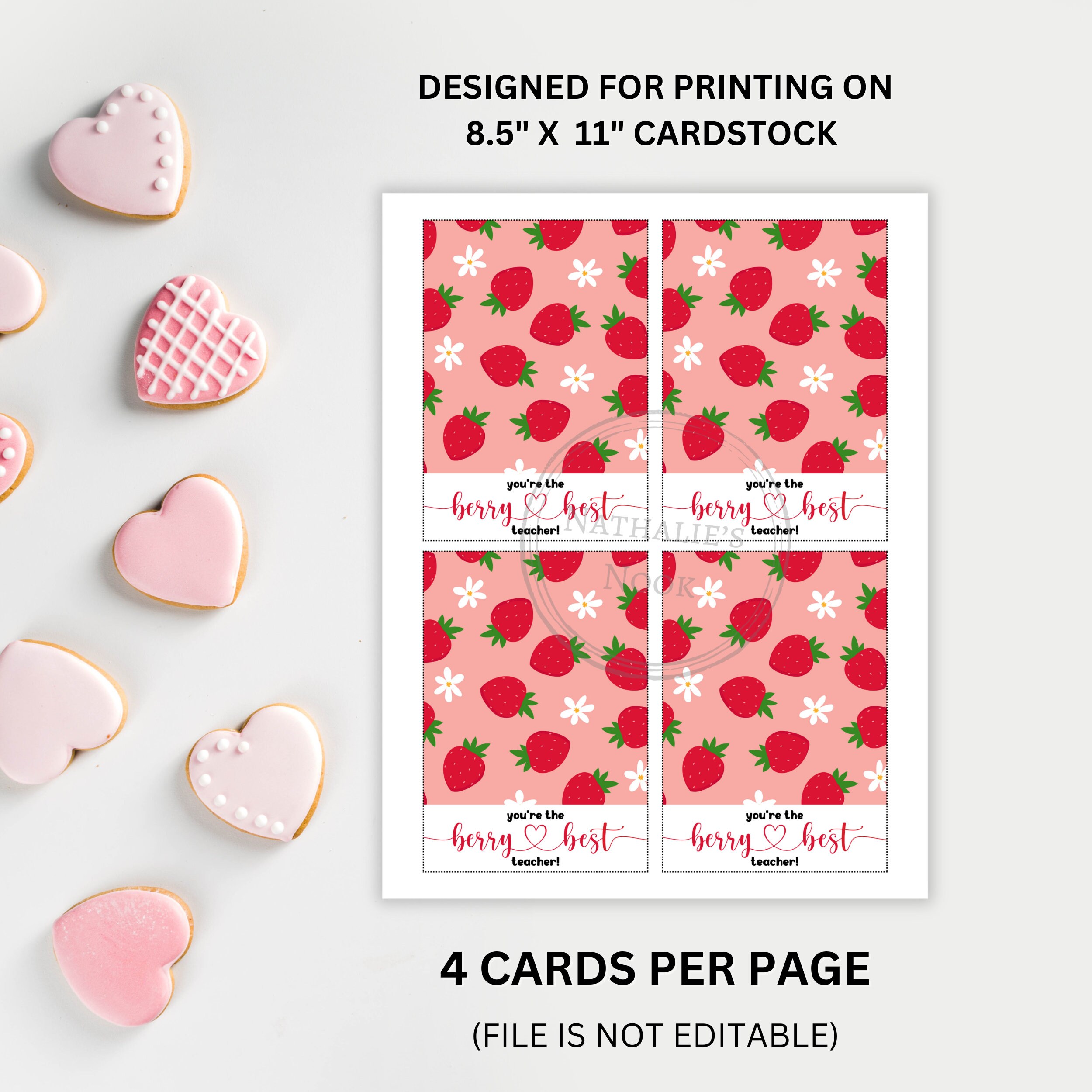 Berry Best Teacher Cookie Card Mini Box Backer Printable, Downloadable ...