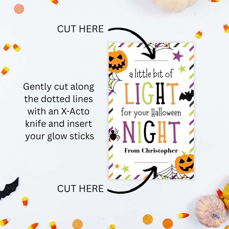 Glow Stick Halloween Tag Printable, A Little Light Editable Glow Stick ...