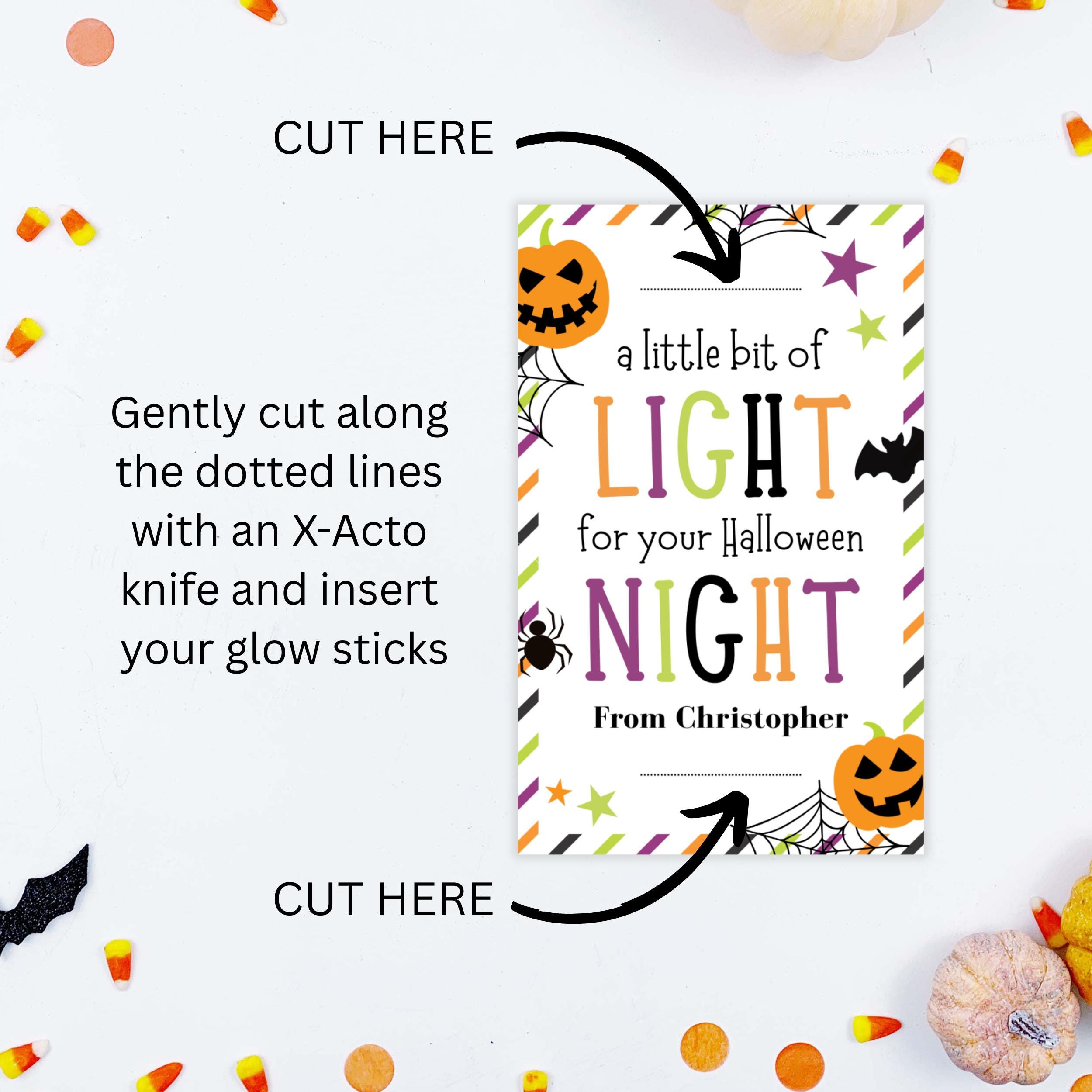 Glow Stick Halloween Tag Printable, A Little Light Editable Glow Stick ...
