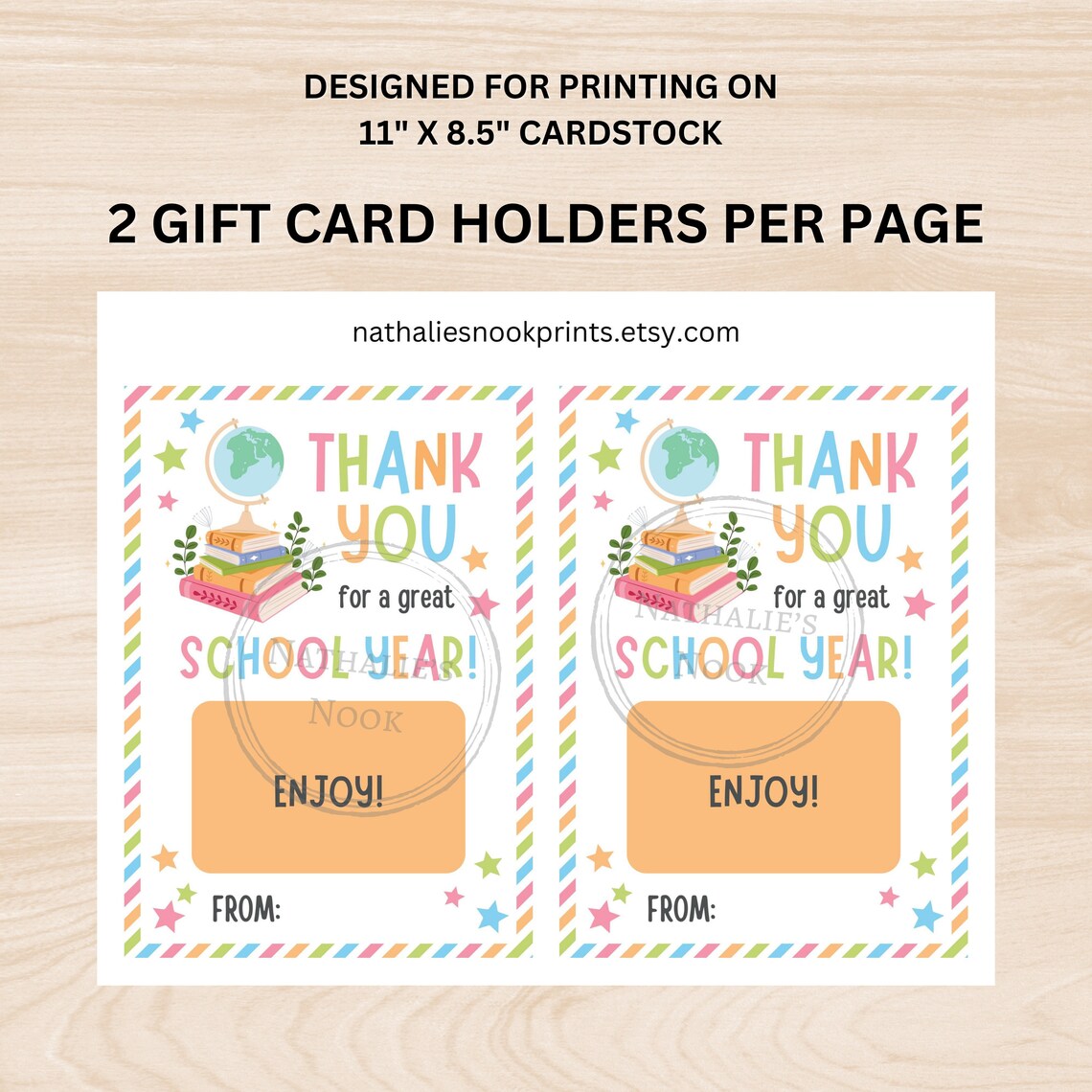 End of School Year Teacher Gift Card Holder Printable, Last Day Thank ...