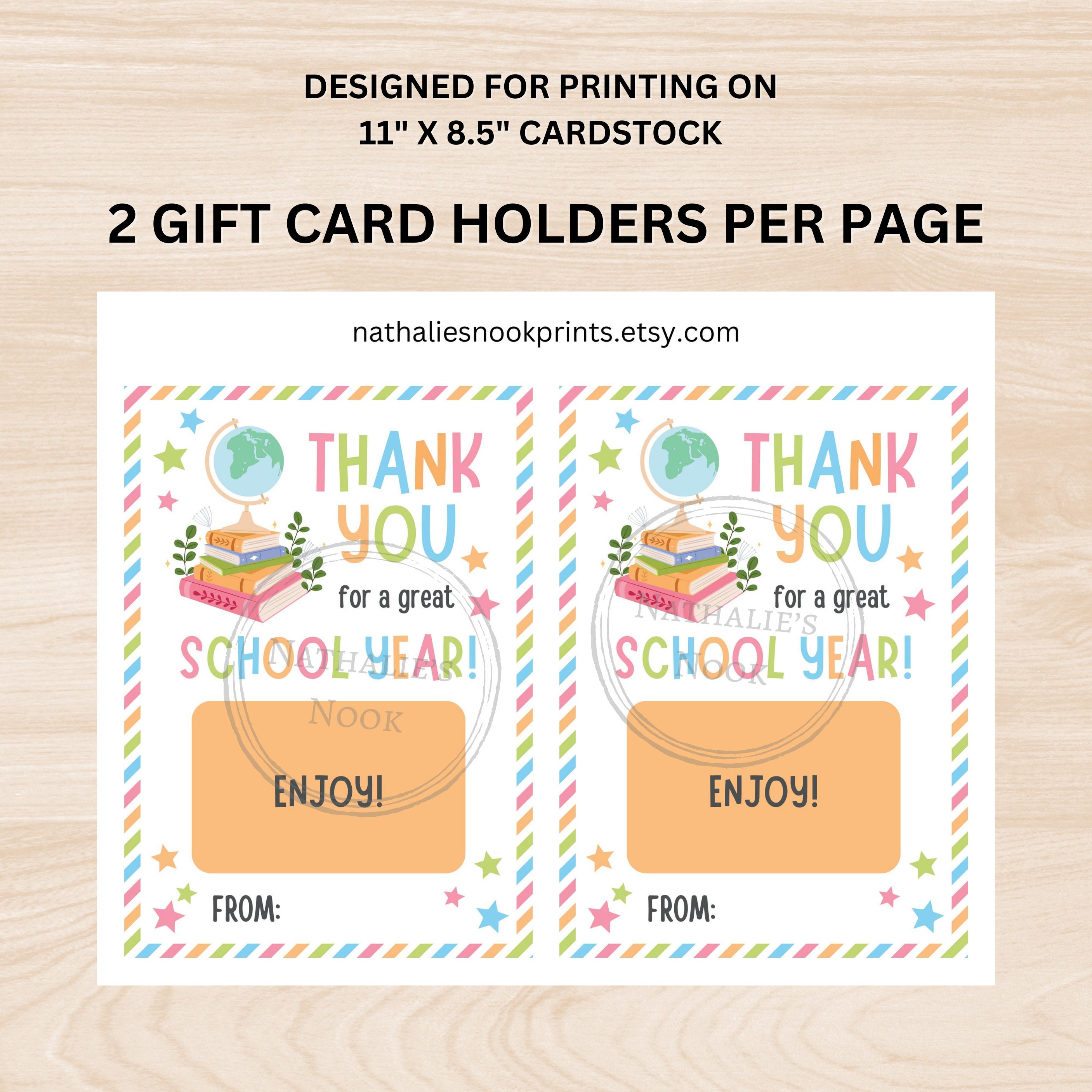 End of School Year Teacher Gift Card Holder Printable, Last Day Thank ...