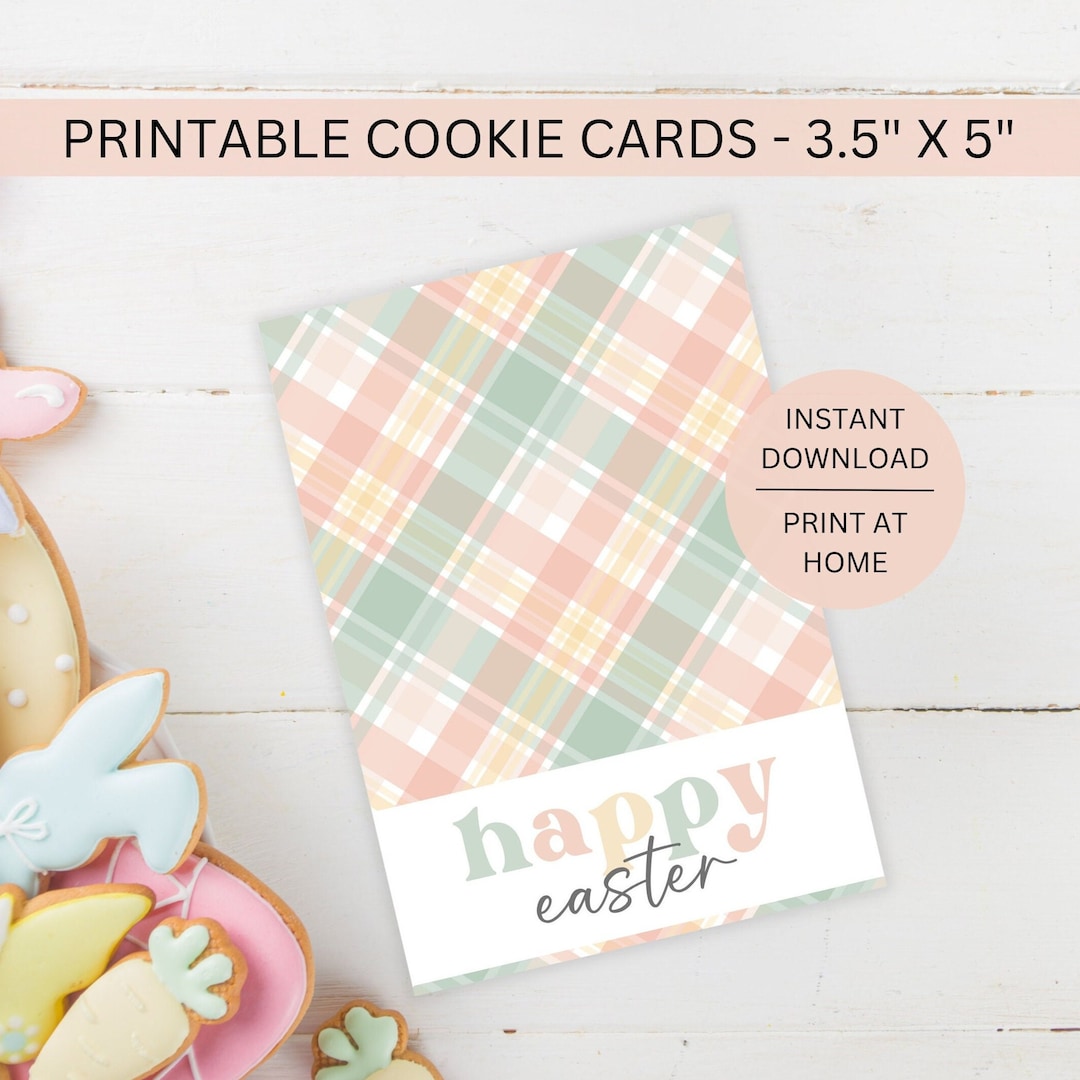 Easter Cookie Card Printable for Kids Treats Downloadable, Spring ...