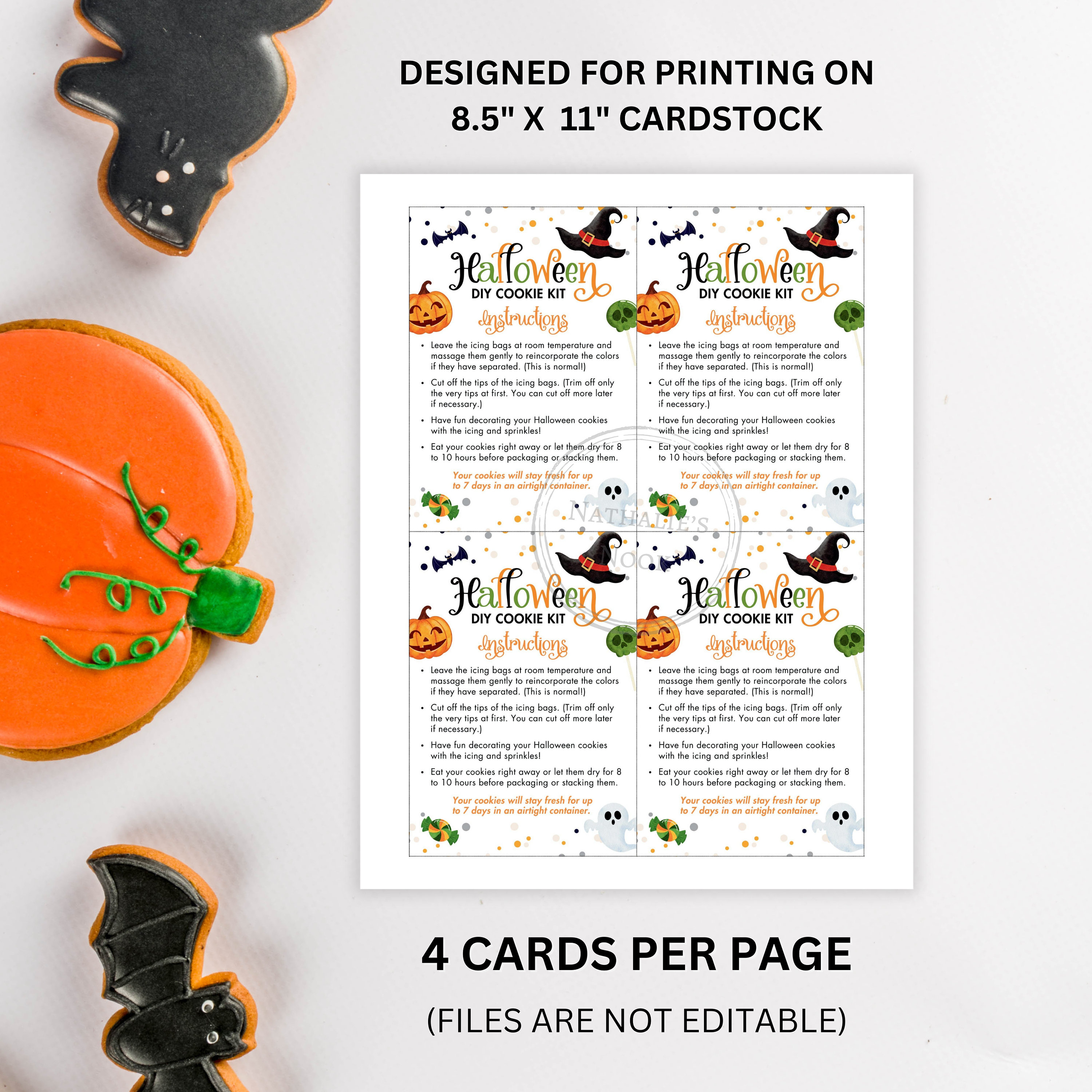 DIY Halloween Cookie Instructions Card Printable: Do It Yourself Sugar ...