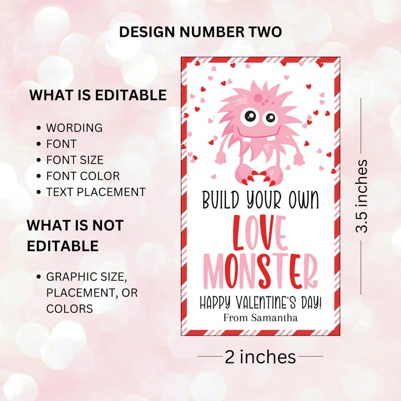 Build Your Own Monster Valentine Printable Tag, Make Your Own Valentine ...