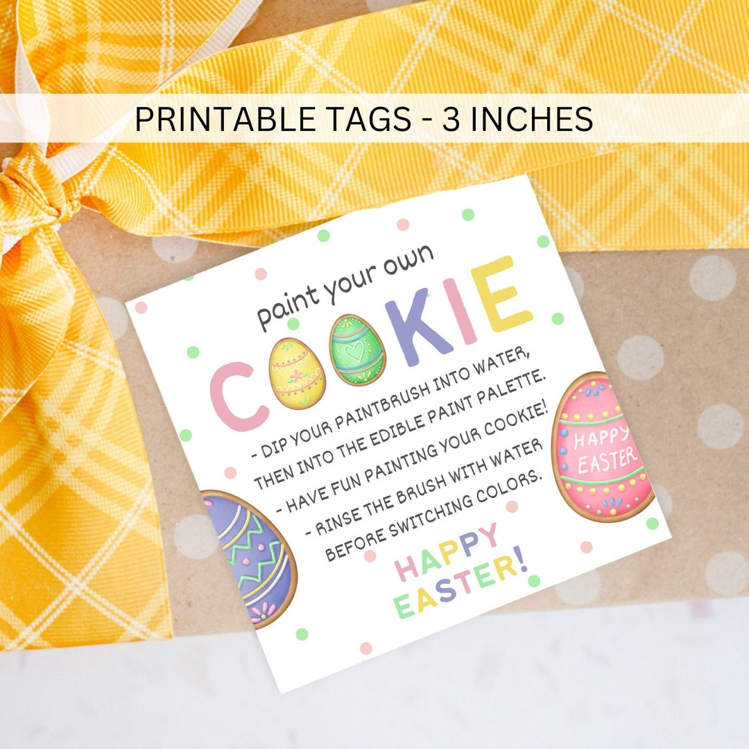 PYO Easter Cookie Tag Printable Instructions Gift Label, Paint Your Own ...