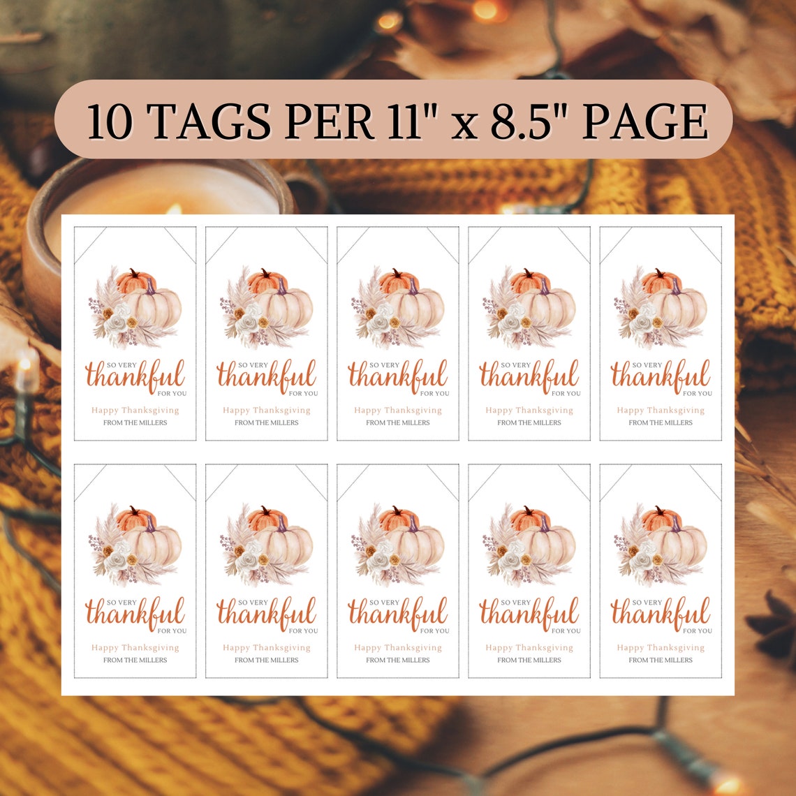 So Very Thankful for You Editable Gift Tag, Personalized Custom Fall ...
