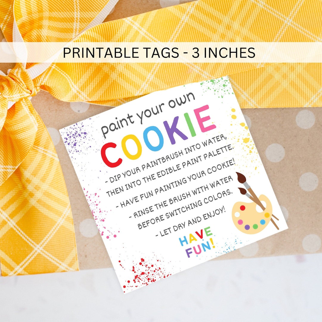 PYO Cookie Tag Printable Instruction Generic Label, Paint Your Own ...