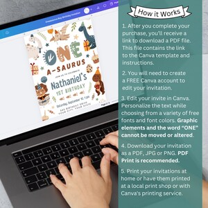 Oneasaurus Birthday Invitation, One A Saurus Boy Dino First Birthday ...