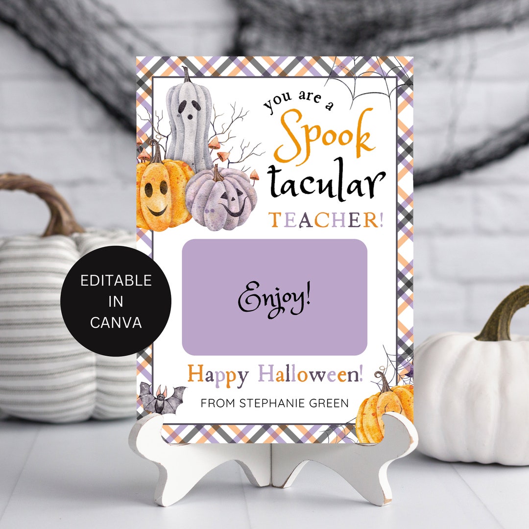 Halloween Gift Card Holder Spooktacular Teacher Editable, School Staff ...