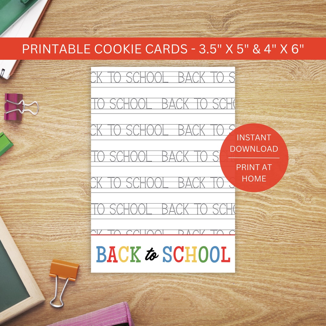 Back to School Cookie Card 4x6 Mini Box Backer Printable, Welcome First ...