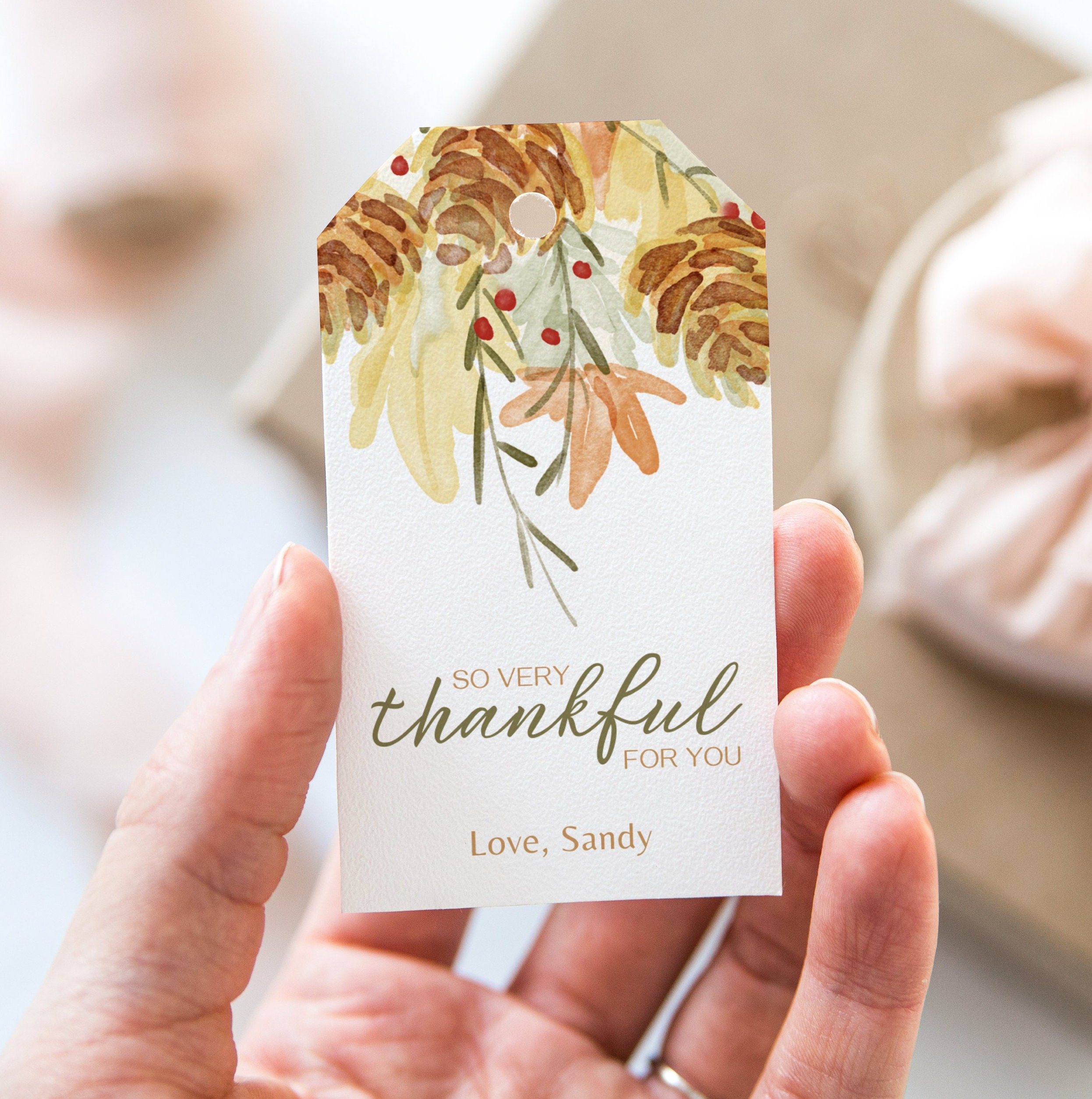 So Thankful for You Editable Tag, Personalized Custom Fall Autumn ...