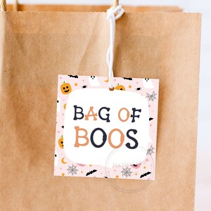 Bag of Boos Cookie Tag Halloween Pink Printable, Downloadable Ghost ...