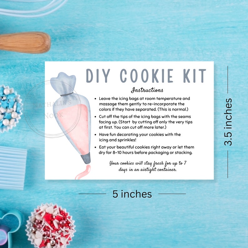 DIY Cookie Decorating Kit Instructions Card Printable, Do It Yourself ...