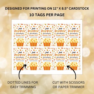 Fall Popcorn Tag Editable, Printable Autumn Poppin' by Teacher Staff ...
