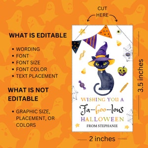 Editable Halloween Favor Tag Printable, Happy Halloween Black Cat Party ...