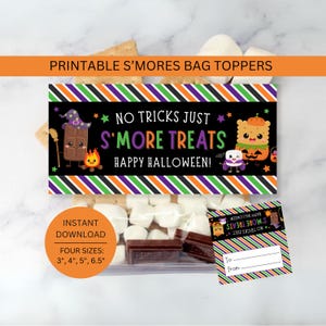 Smore Halloween Bag Toppers Printable, S'more Bag Topper Trick or Treat ...